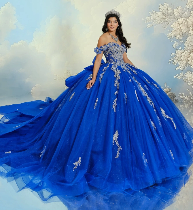 Sweetheart Ball Gown with Sparkling Stone Accents & Cascading 3D Floral ...