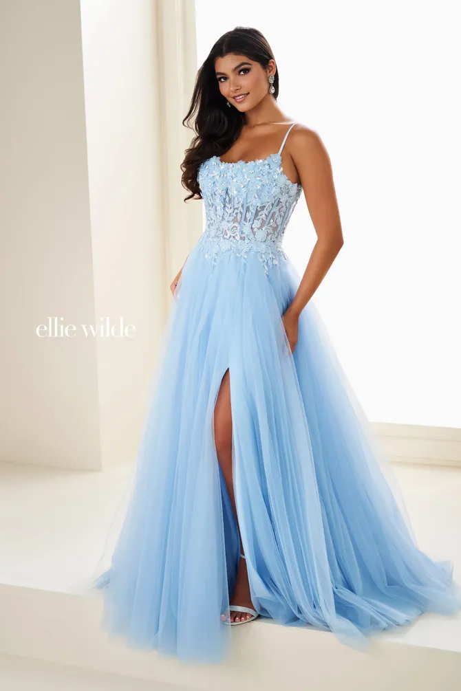 Beautiful A-Line Prom Dress w/ Corset & Slit