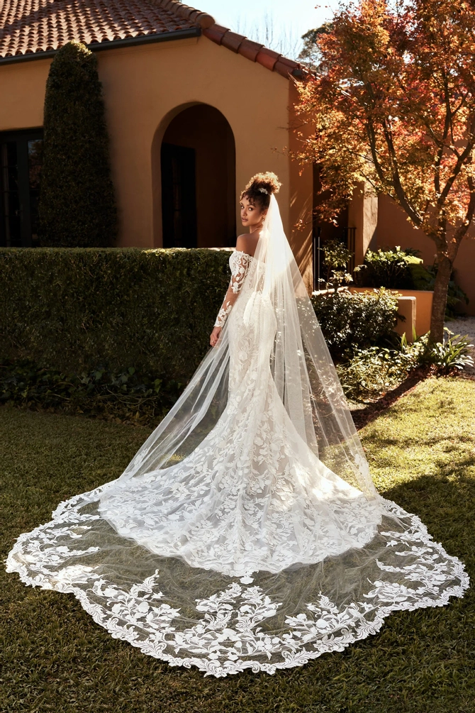 Dramatic Veil with Lace Trim