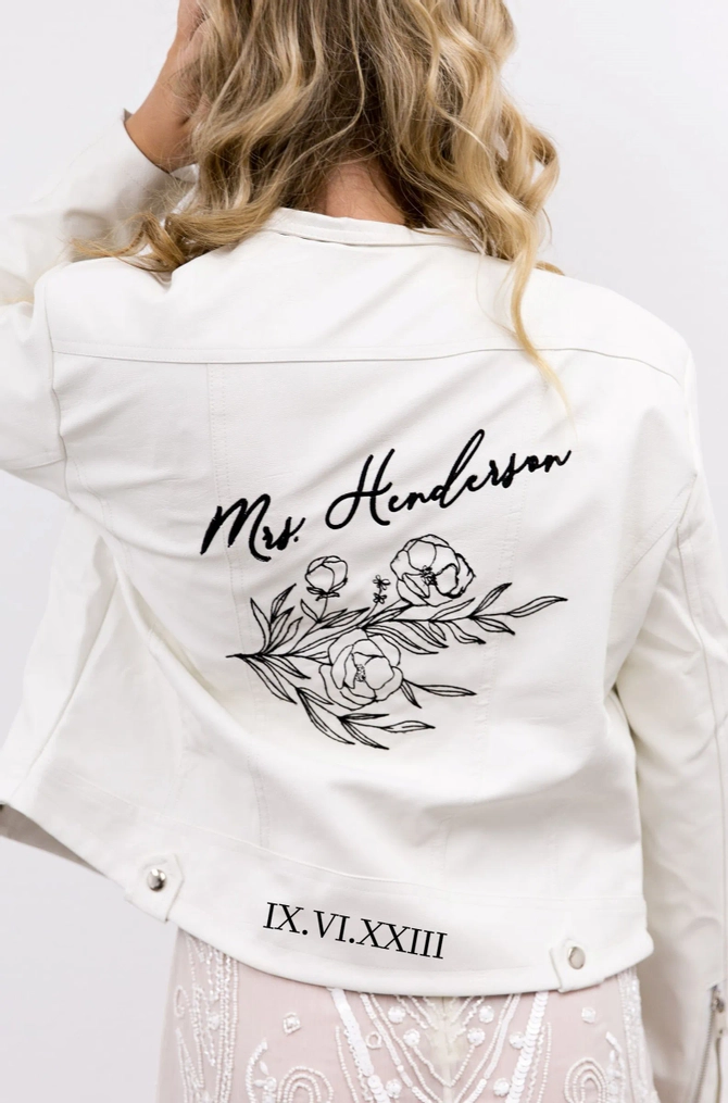 Heirloom Bridal - Blooming Leather Bridal Jacket | Renee Austin Wedding